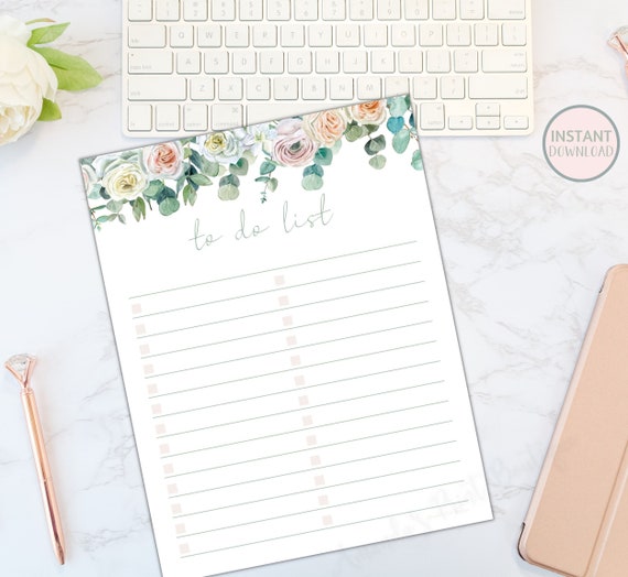 Printable to Do List Watercolor Blush Boho Floral Planner - Etsy
