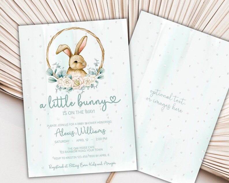 Editable Bunny Rabbit Baby Shower Invitation Gender Neutral - Etsy