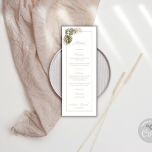 Boho Menu Card Template Lunch/ Dinner / Brunch Menu Printable ...
