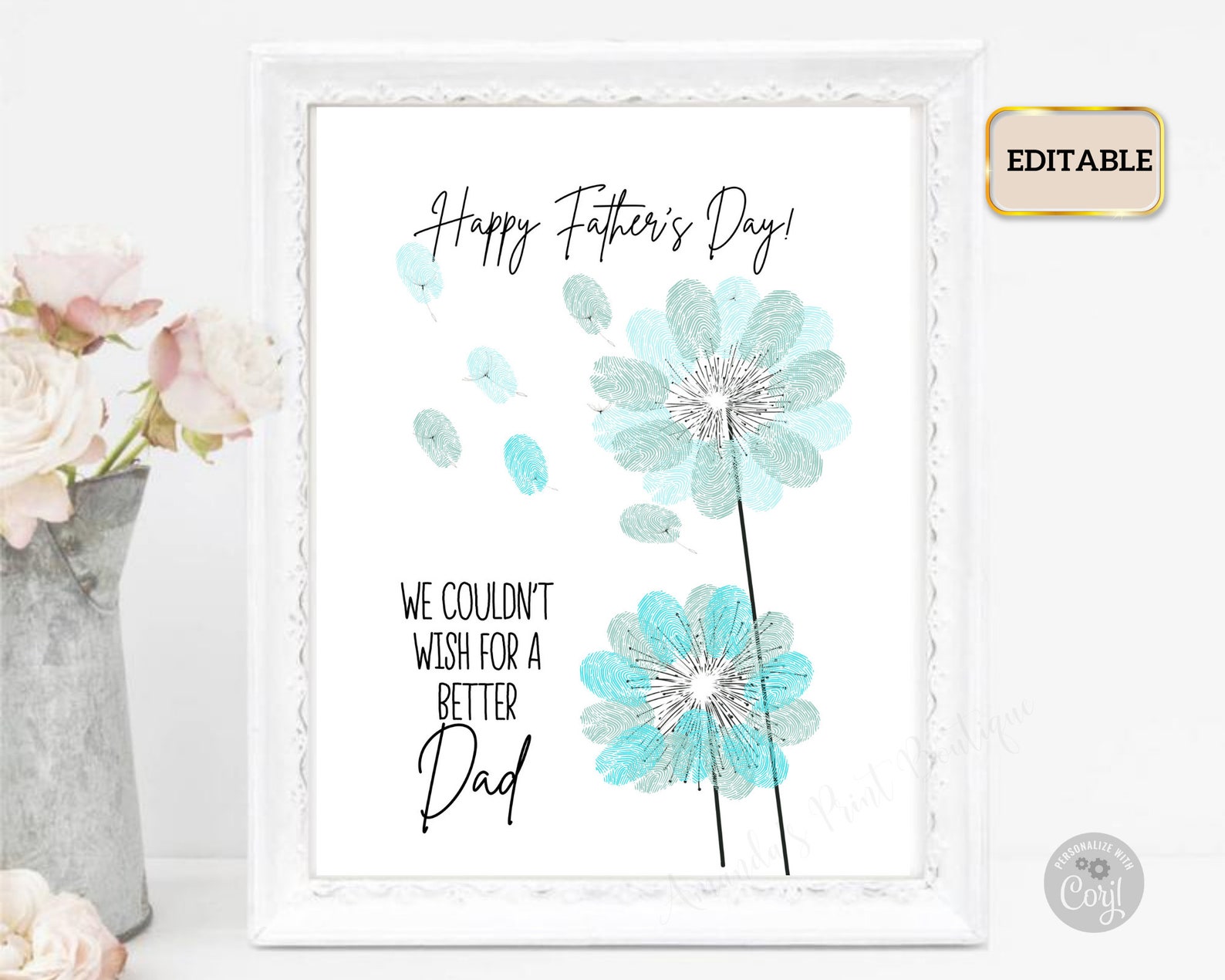 Editable Printable Dandelion Fingerprint Art / Keepsake Craft - Etsy