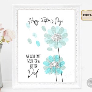 Editable Printable Dandelion Fingerprint Art / Keepsake Craft / Baby ...