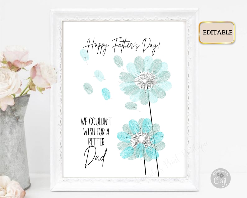 Editable Printable Dandelion Fingerprint Art / Keepsake Craft / Baby ...