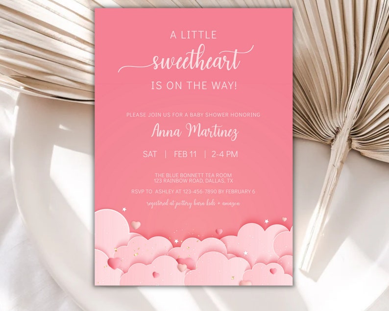 Editable Valentine Baby Shower Invitation Little Sweetheart - Etsy