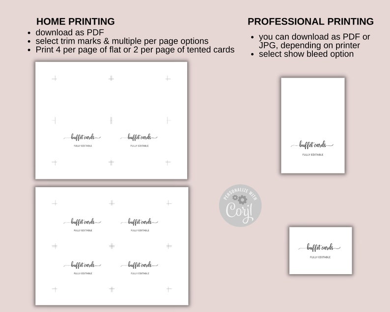 Editable Script Buffet Card Template Calligraphy Wedding - Etsy