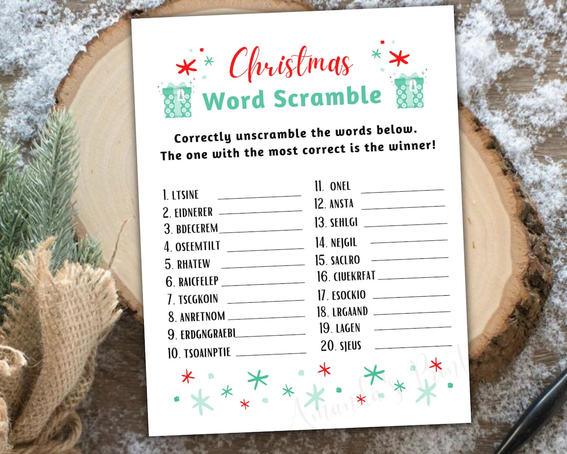 Christmas Word Scramble, Christmas Party Games, Holiday Games ...