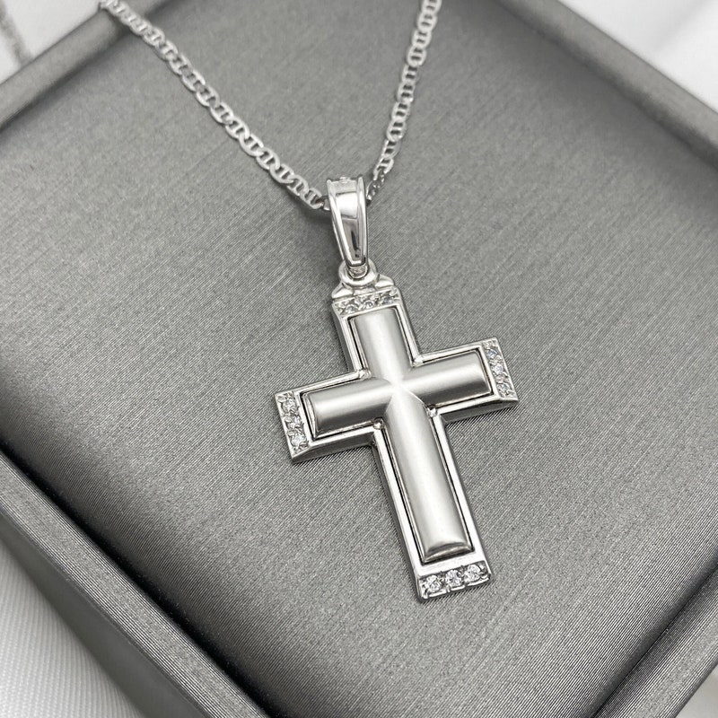 White Gold Cross - Etsy