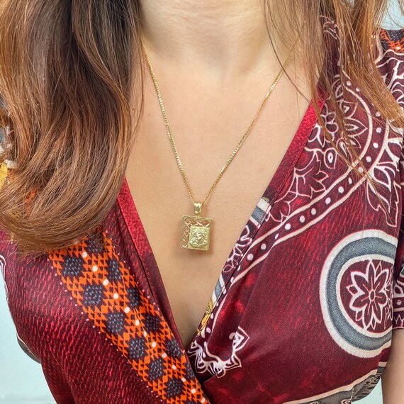 14K Gold Jesus Pendant, Vintage Christian Square Pend… - Gem