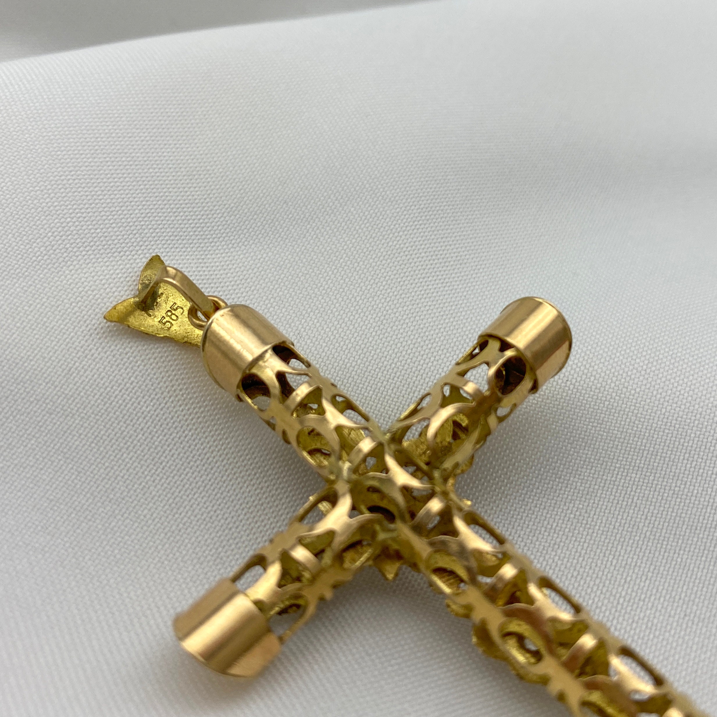 1960s Vintage 14K Gold Cross Pendant, Floral Solid Gold Cross, Antique ...