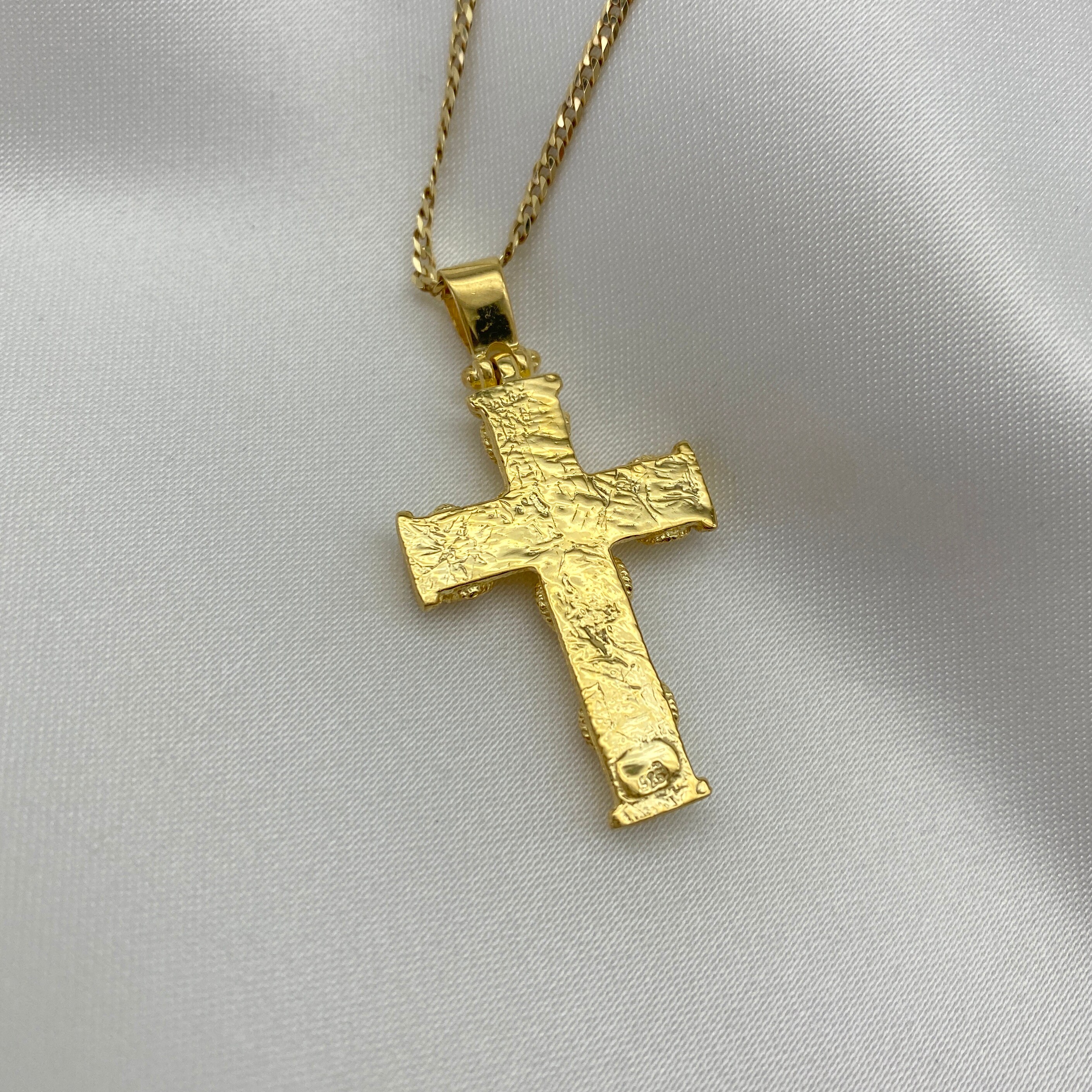 Byzantine Cross Solid Gold 14K or 18K With Ruby or Blue Sapphire or ...