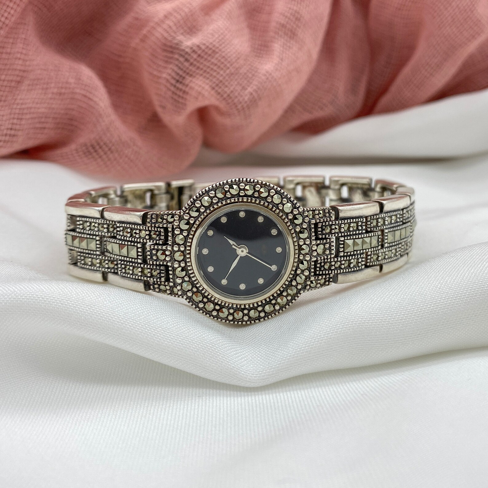 Marcasite Solid Silver 925 Women's Wrist Watch- Vintage Unique Watch ...
