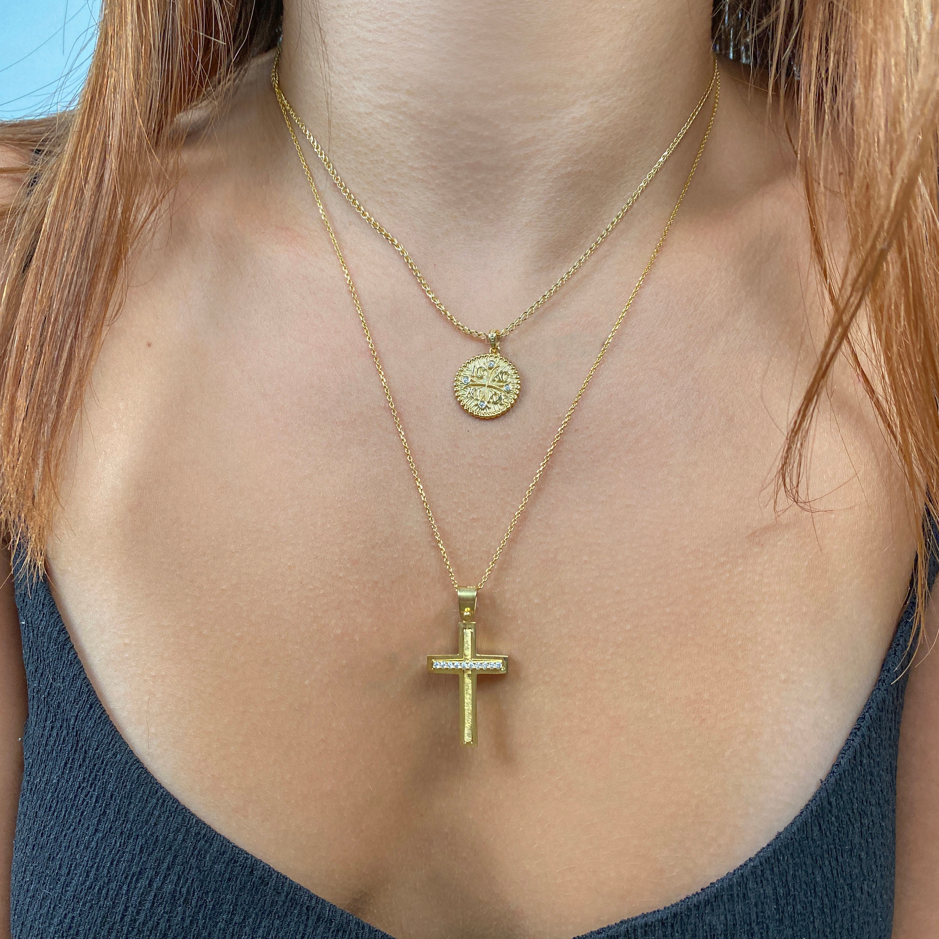 Solid 14K Gold Unique Design Byzantine Coin Pendant, Greek Orthodox ...