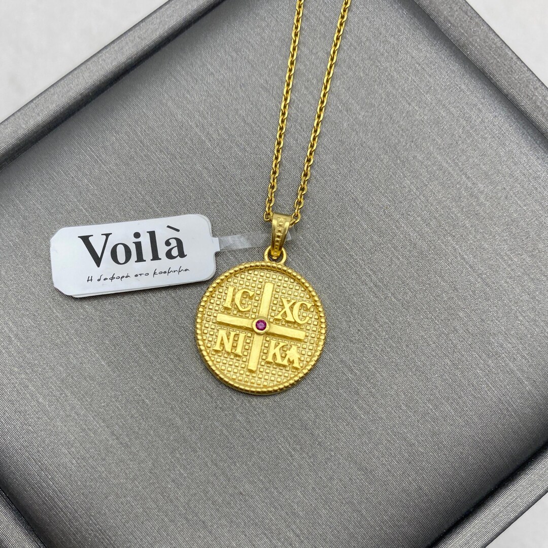 Solid 14K Christian Constantinato Pendant, Byzantine Style Double Side ...