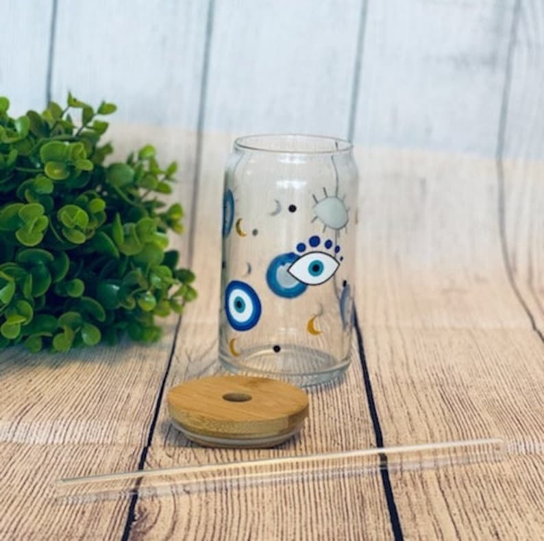 Evil Eye Glass Can Evil Eye Beer Glass Can Evil Eye Soda - Etsy