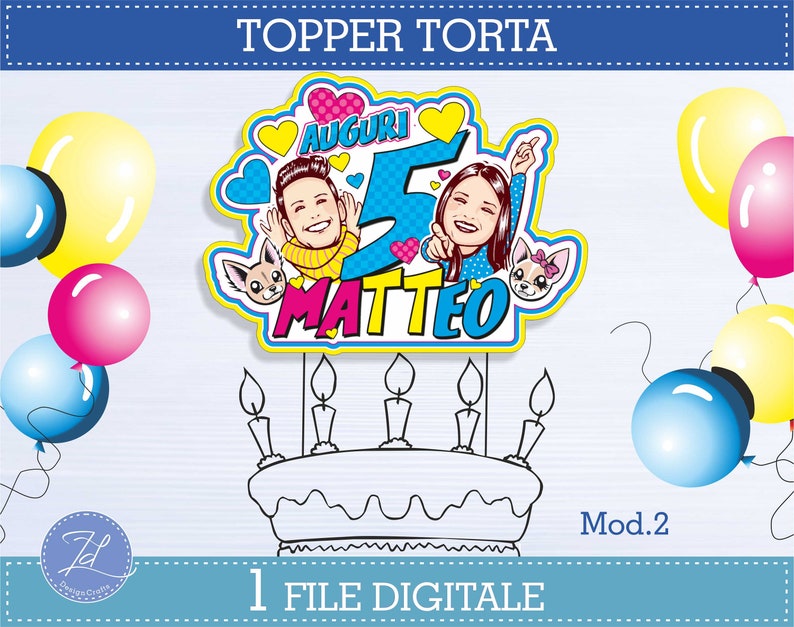 TOPPER TORTA Me Contro Te DIGITAL FILE | Etsy Finland