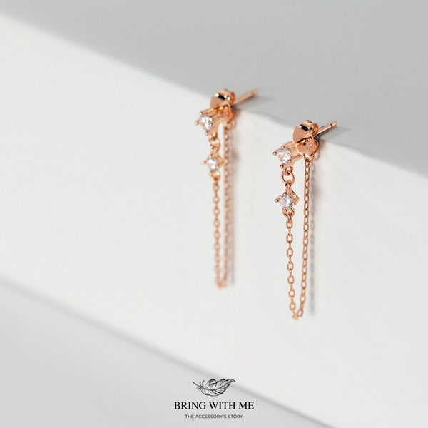 Crystal Chain Earrings - Etsy