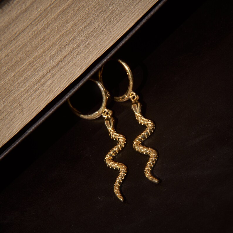 Snake Hoop Earrings Gold Snake Earrings Elegant Small Hoop | Etsy