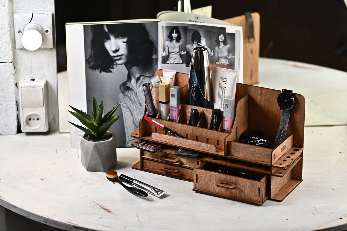 Models Makeup Organizer Laser Cut Wooden Organizer Makeup - Etsy