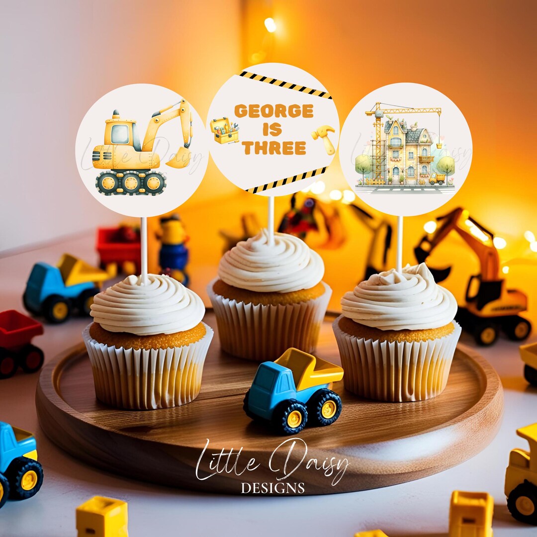 Construction Cupcake Toppers | Digger Party Printable | A4 Digital ...