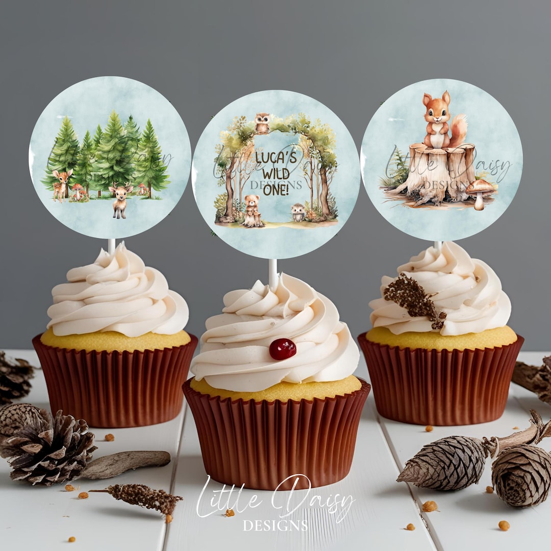 Woodland Animals Cupcake Toppers | A4 Digital Download | Round & Square ...