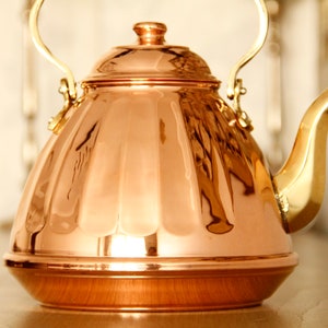 Large Handmade Copper Tea Kettle, Stovetop Teapot, Traditional Ottoman ...