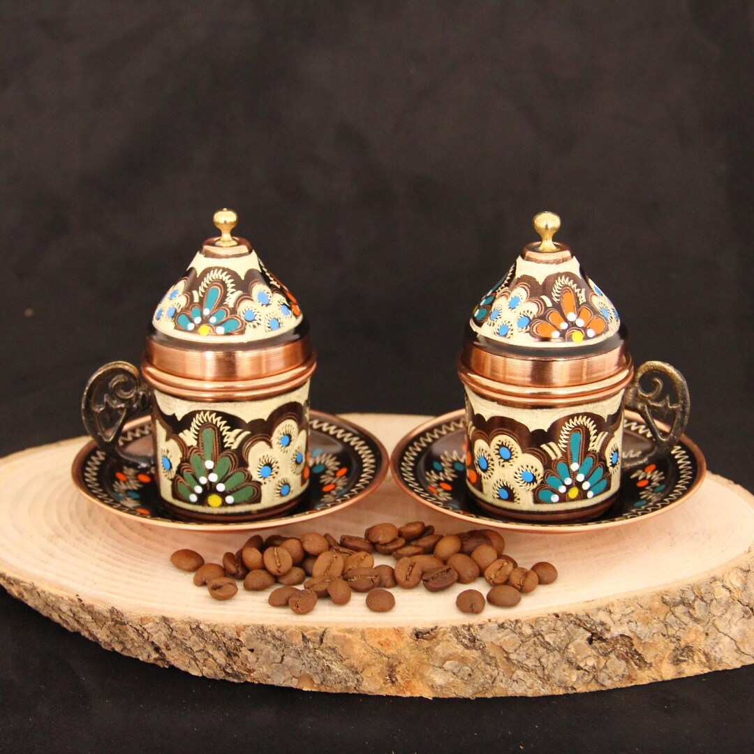Copper Turkish Coffee Set, Greek Coffee Set, Traditional Ottoman Coffee ...