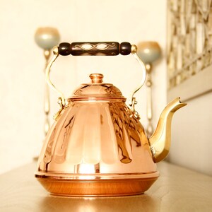 Large Handmade Copper Tea Kettle, Stovetop Teapot, Traditional Ottoman ...