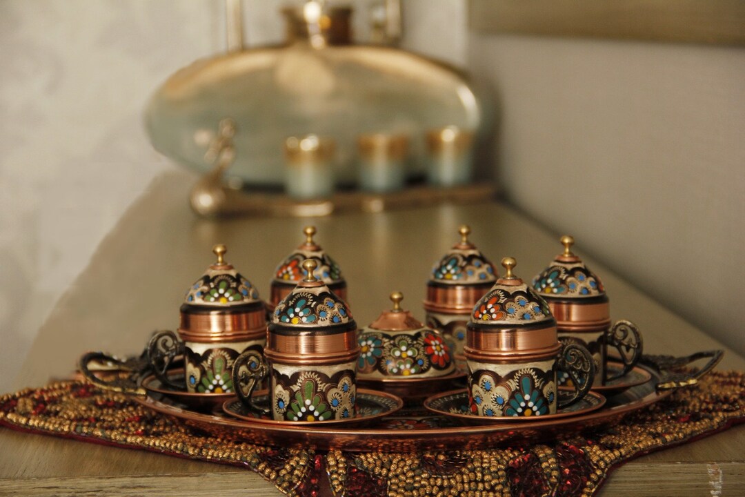 Copper Turkish Coffee Set, Greek Coffee Set, Traditional Ottoman Coffee ...