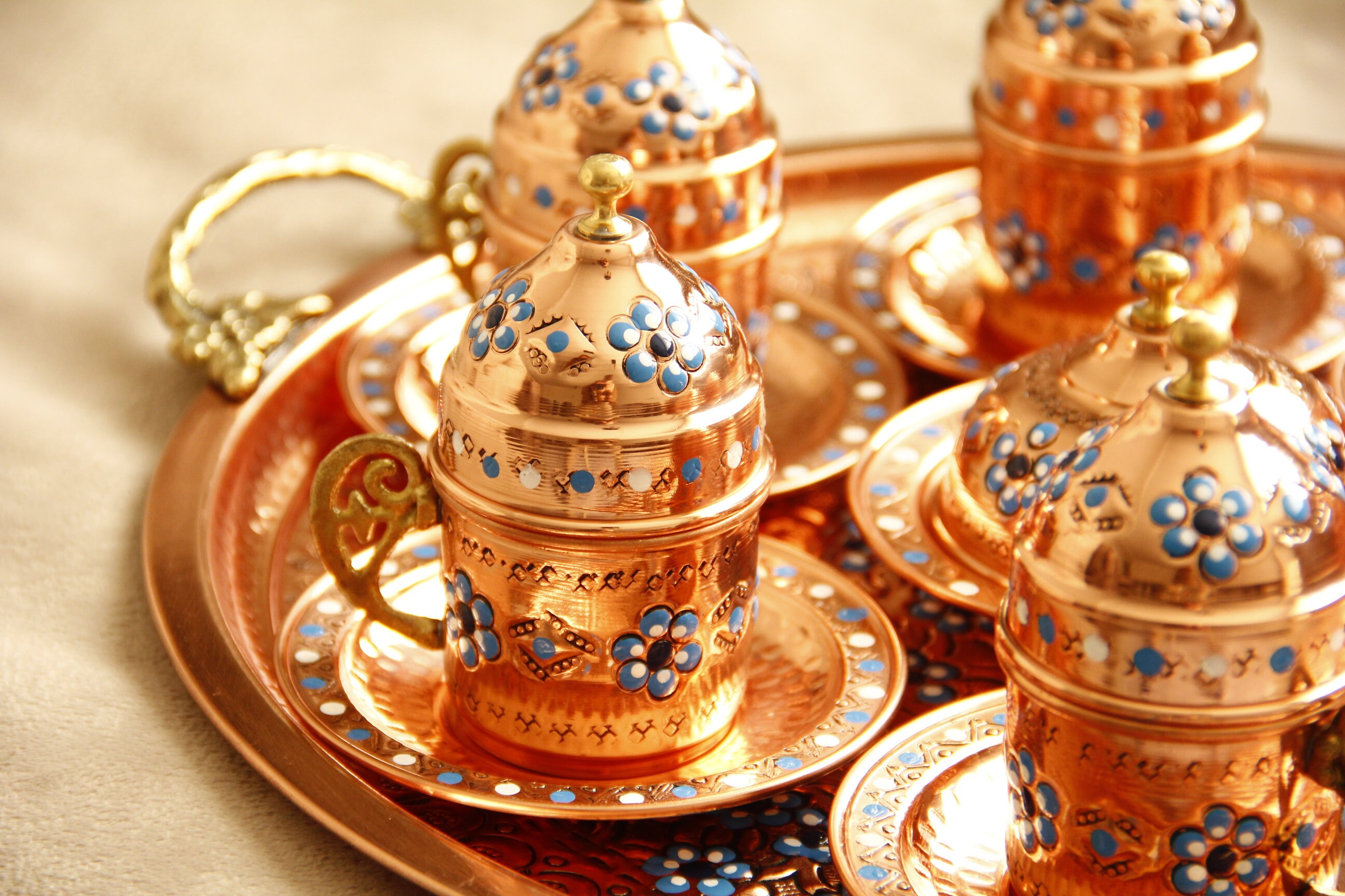 Copper Turkish Coffee Set Greek Coffee Set Traditional - Etsy