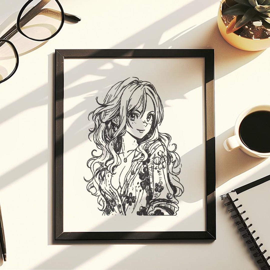 Hand Drawn (not a Print) One Piece Nami Framed Pen & Ink Art Drawing ...