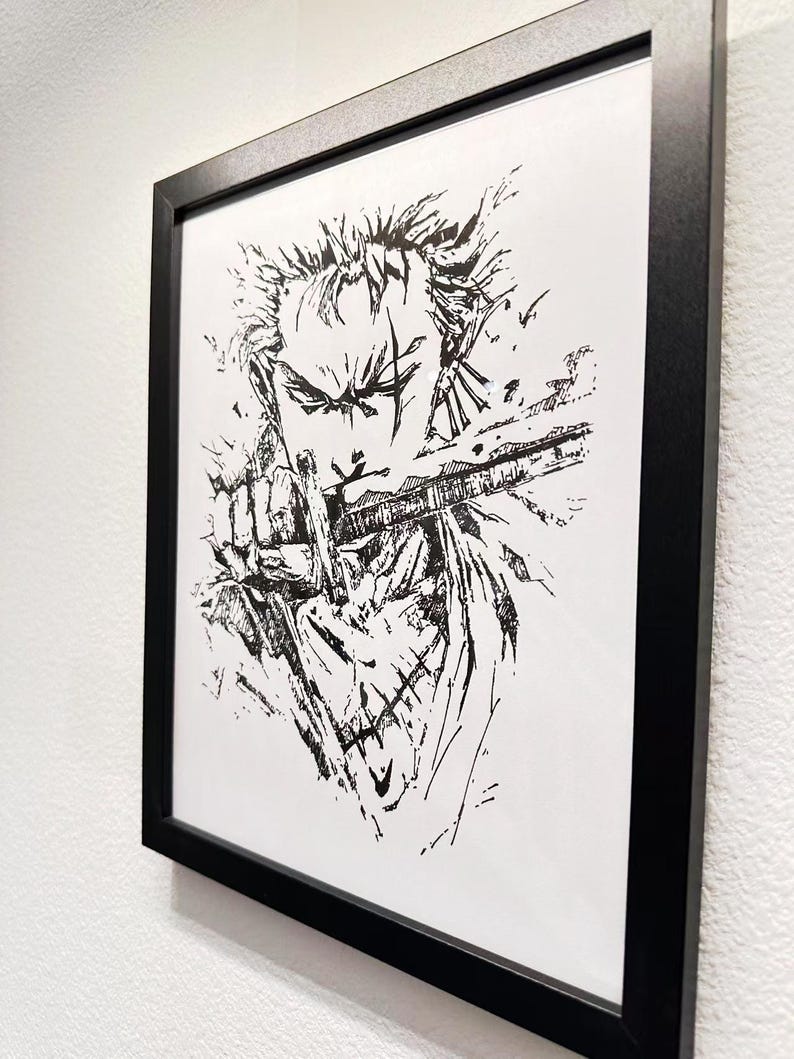 Zoro One Piece Wall Art – Hand Drawn (not a Print) Roronoa Zoro Ink ...