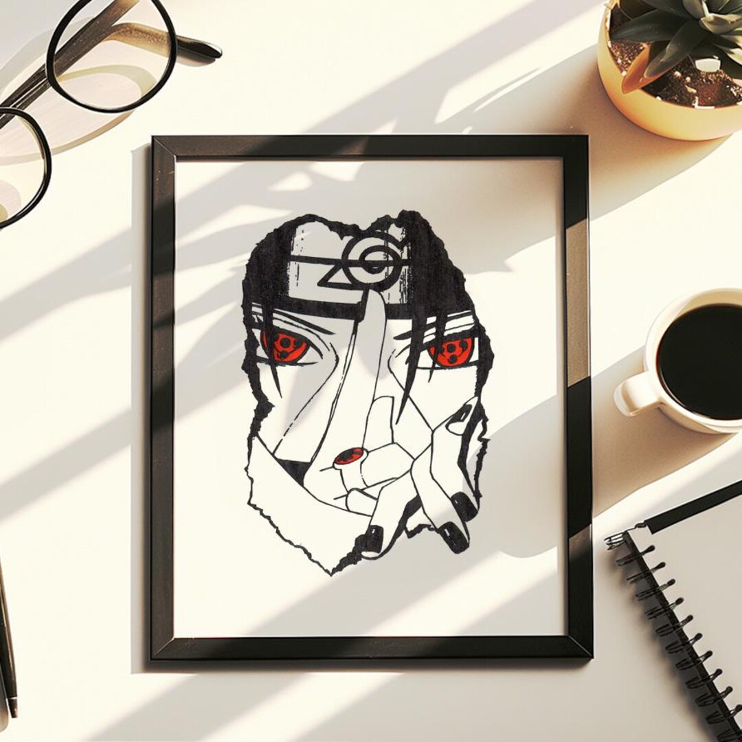 Hand Drawn (not a Print) Itachi Uchiha Framed Pen & Ink Art Drawing ...