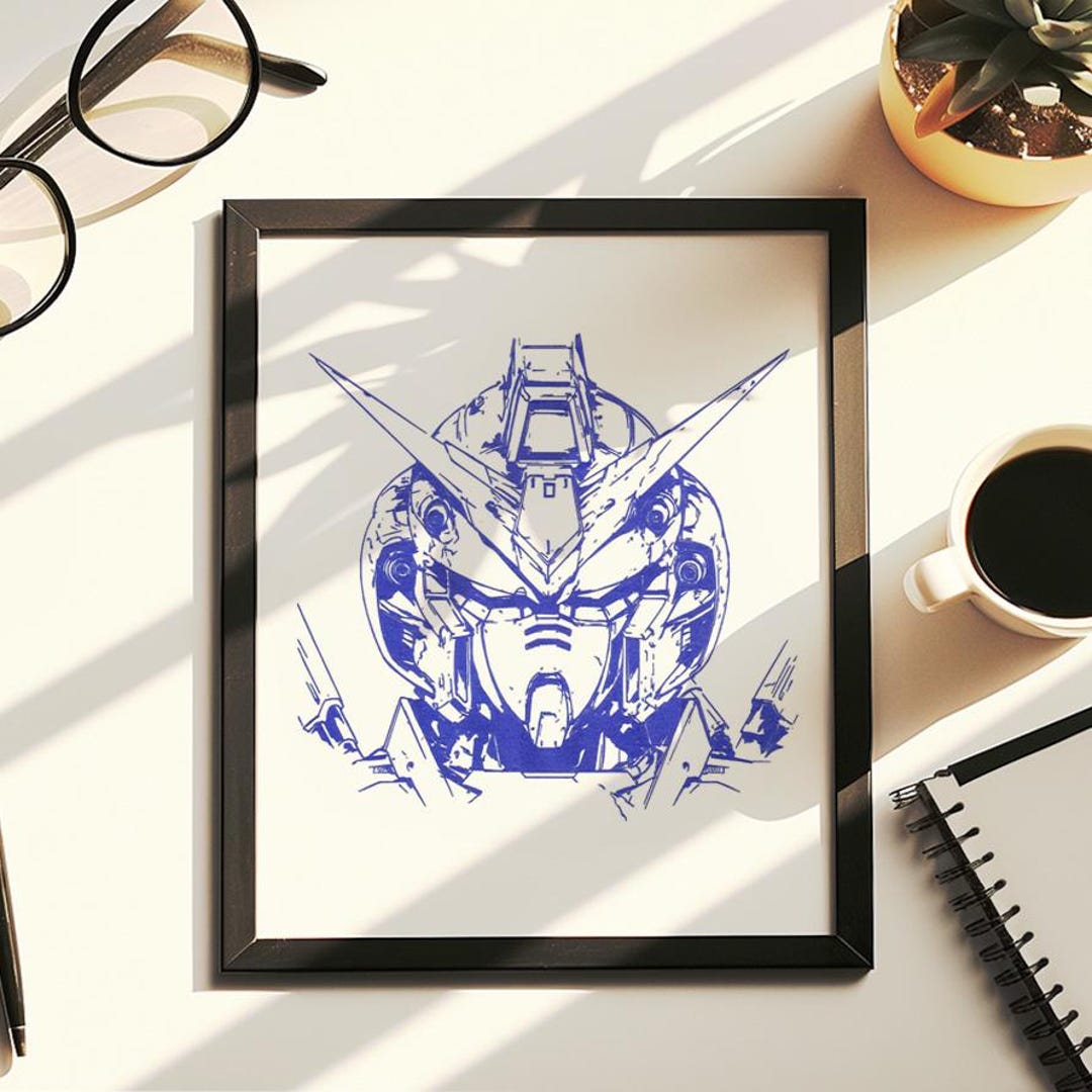 Hand Drawn (not a Print) Gundam Framed Pen & Ink Art Drawing, Unique ...