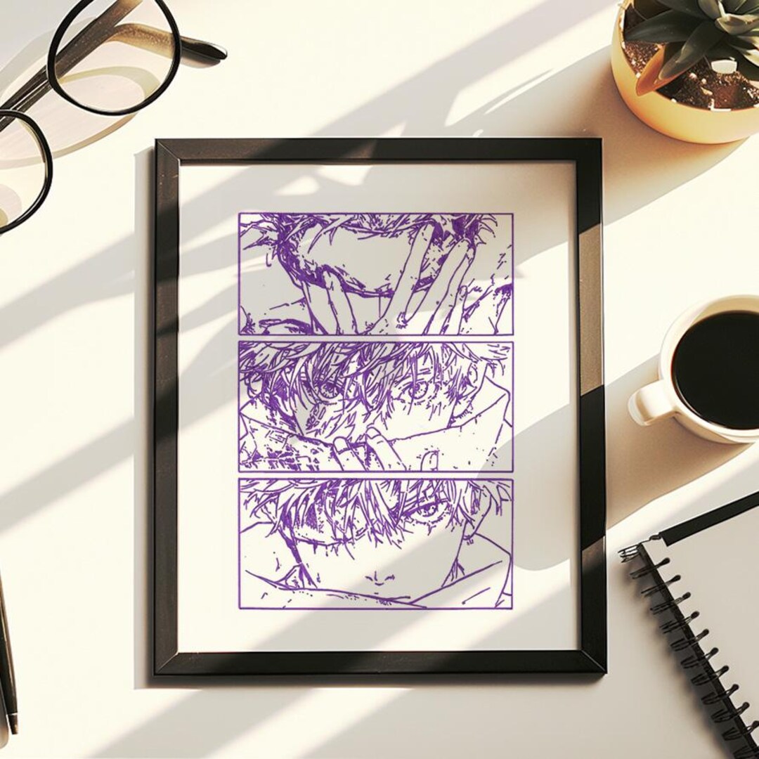 Hand Drawn (not a Print) Gojo Satoru Jujutsu Kaisen Framed Pen & Ink ...