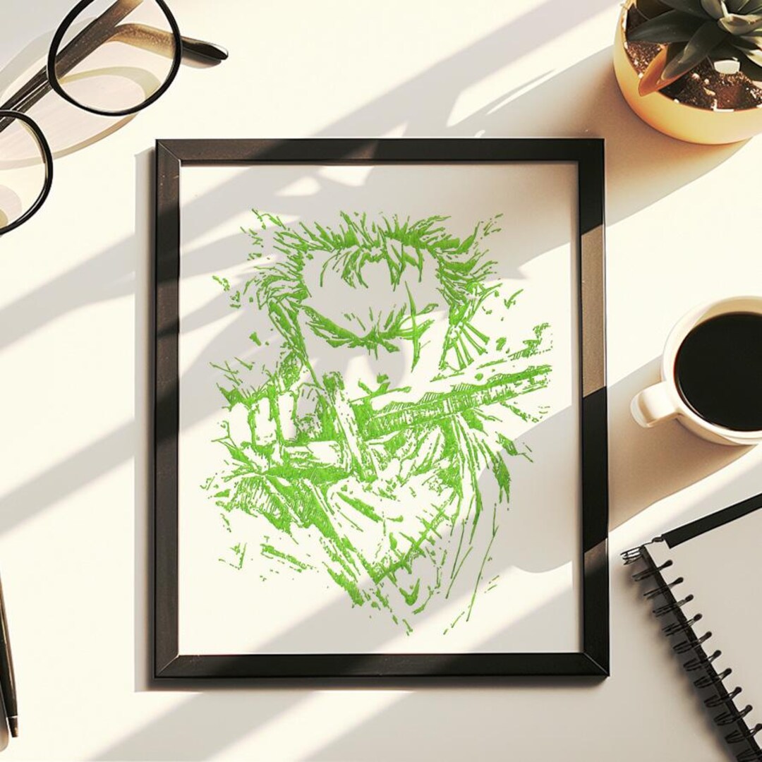 Hand Drawn One Piece Roronoa Zoro Pen and Ink Wall Art With Frame Real ...