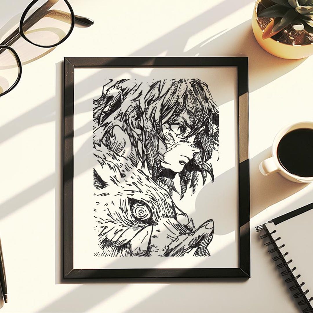 Hand Drawn (not a Print) Inosuke Hashibira Demon Slayer Framed Pen ...