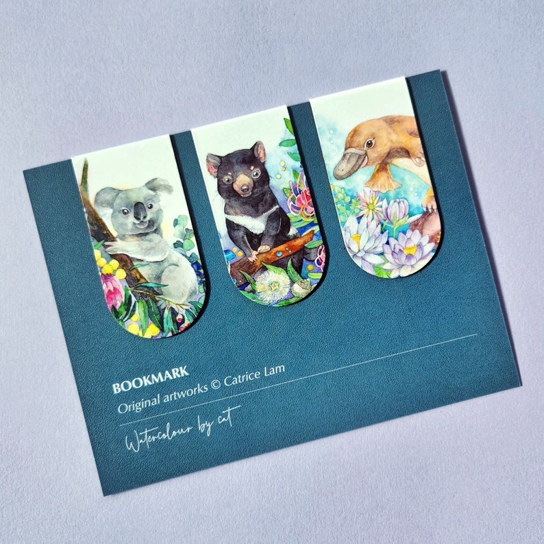 Set of 3 Australian Animal and Bird Magnetic Bookmarks, Gift for Book ...