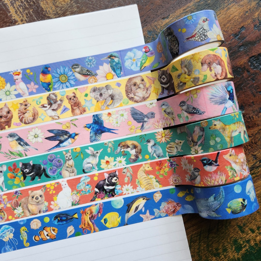 Washi Tape Australian Native Animals, Birds, Marine Life of Hand Drawn ...