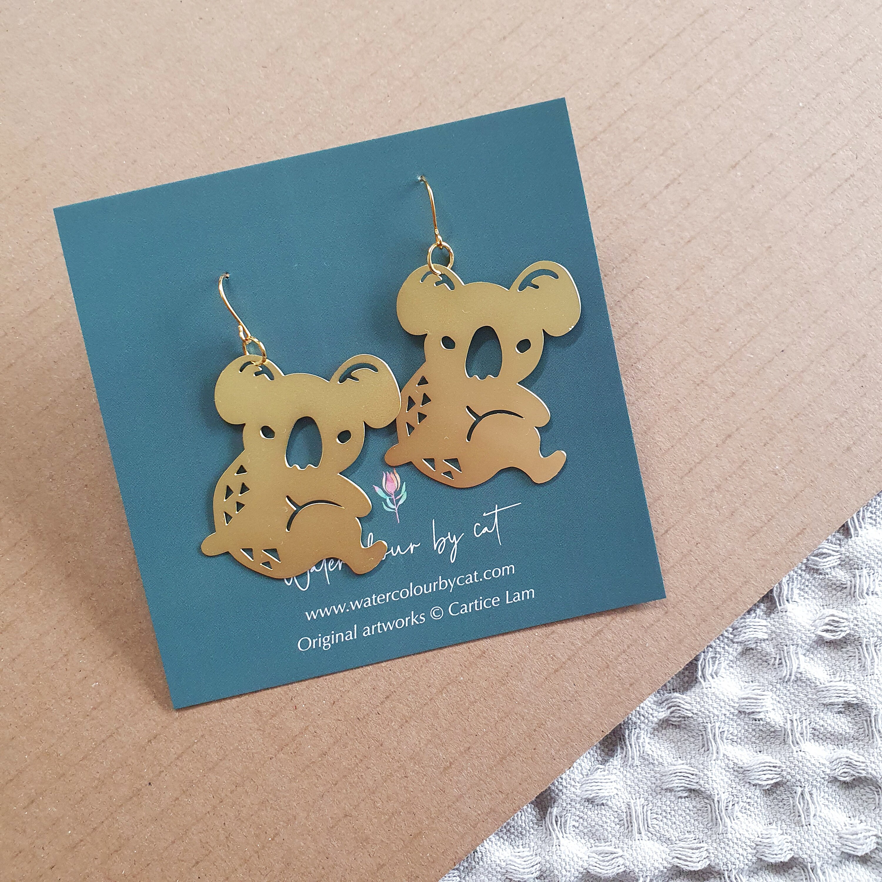 Australian animal earrings in gold// Wombat, Tasmanian Devil, Koala ...