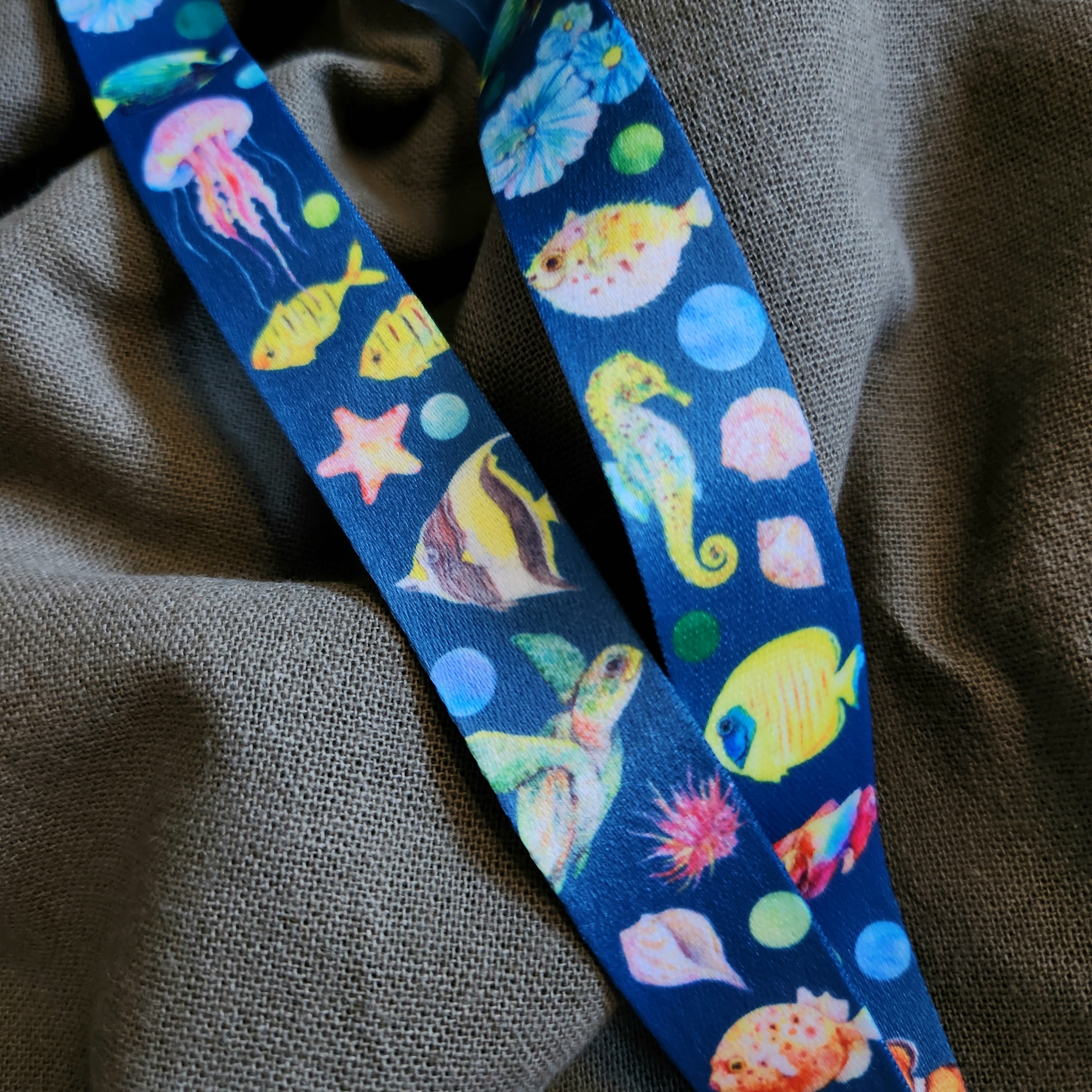 Blue Australian Marine Life Lanyard, Navy Lanyard, for Keys, Teachers ...