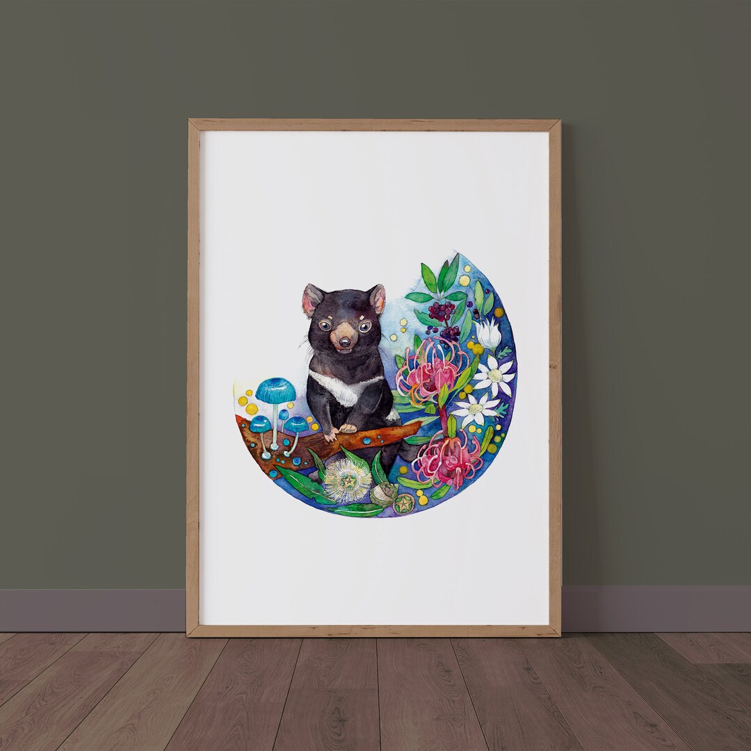 Tasmanian Devil Watercolour Art Print, Australian Natives Animal ...