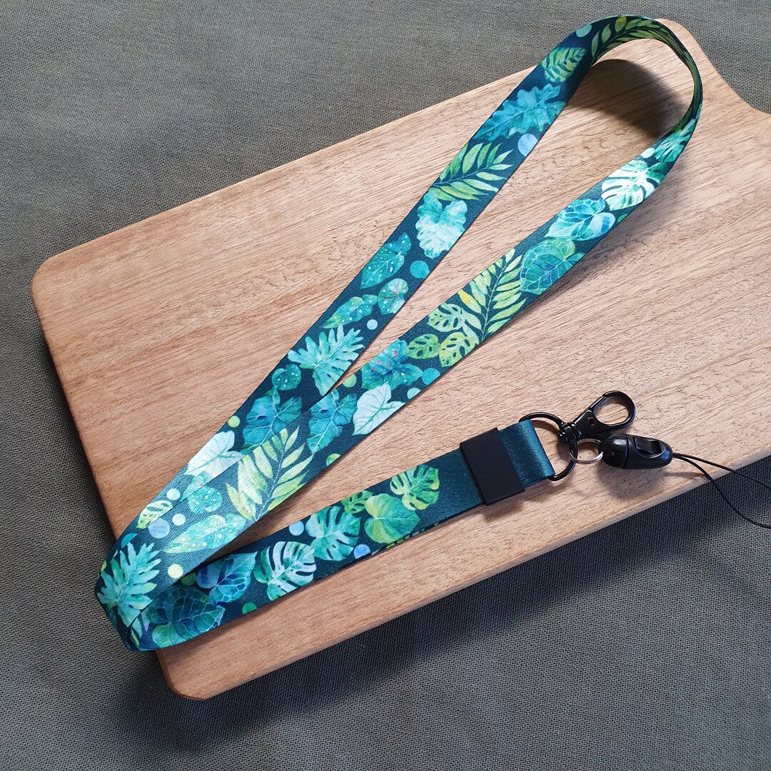Indoor Plant Watercolour Artworks, Dark Green Lanyard, for Keys ...