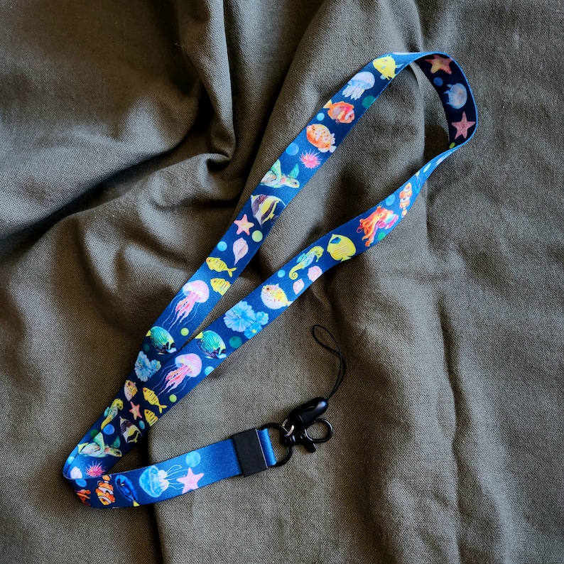 Blue Australian Marine Life Lanyard, Navy Lanyard, for Keys, Teachers ...