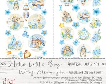 Scrapbook Paper Universal Labels Set Hello Little Girl | Etsy