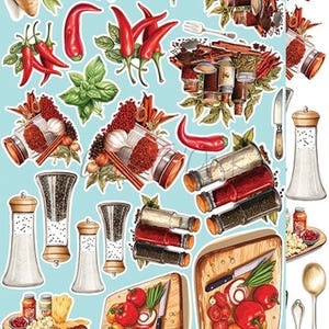 Scrapbook Paper Pad Extras Set Kitchen Mode Food - Etsy