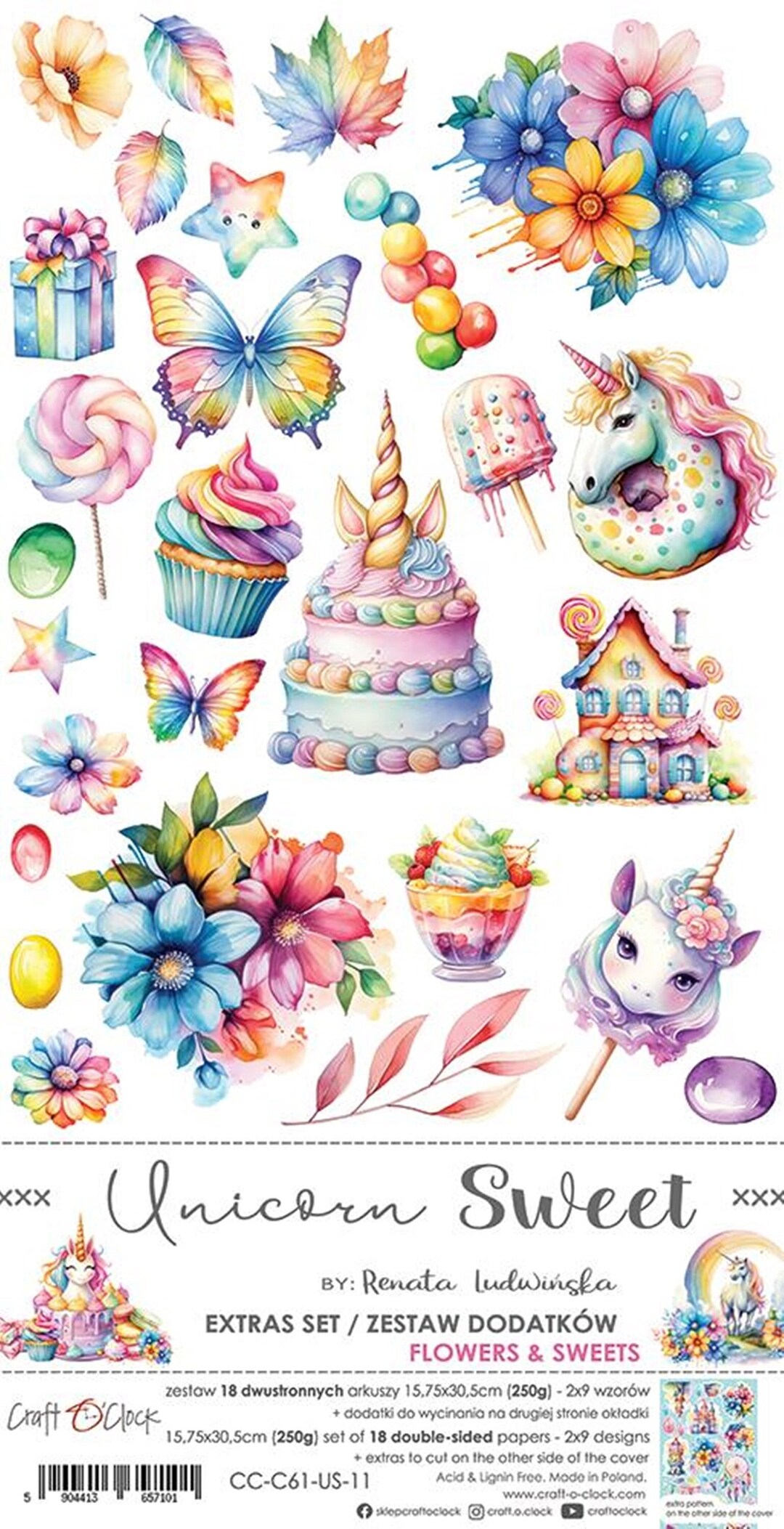 Scrapbook Paper Pad Extras Set Unicorn Sweet - Etsy