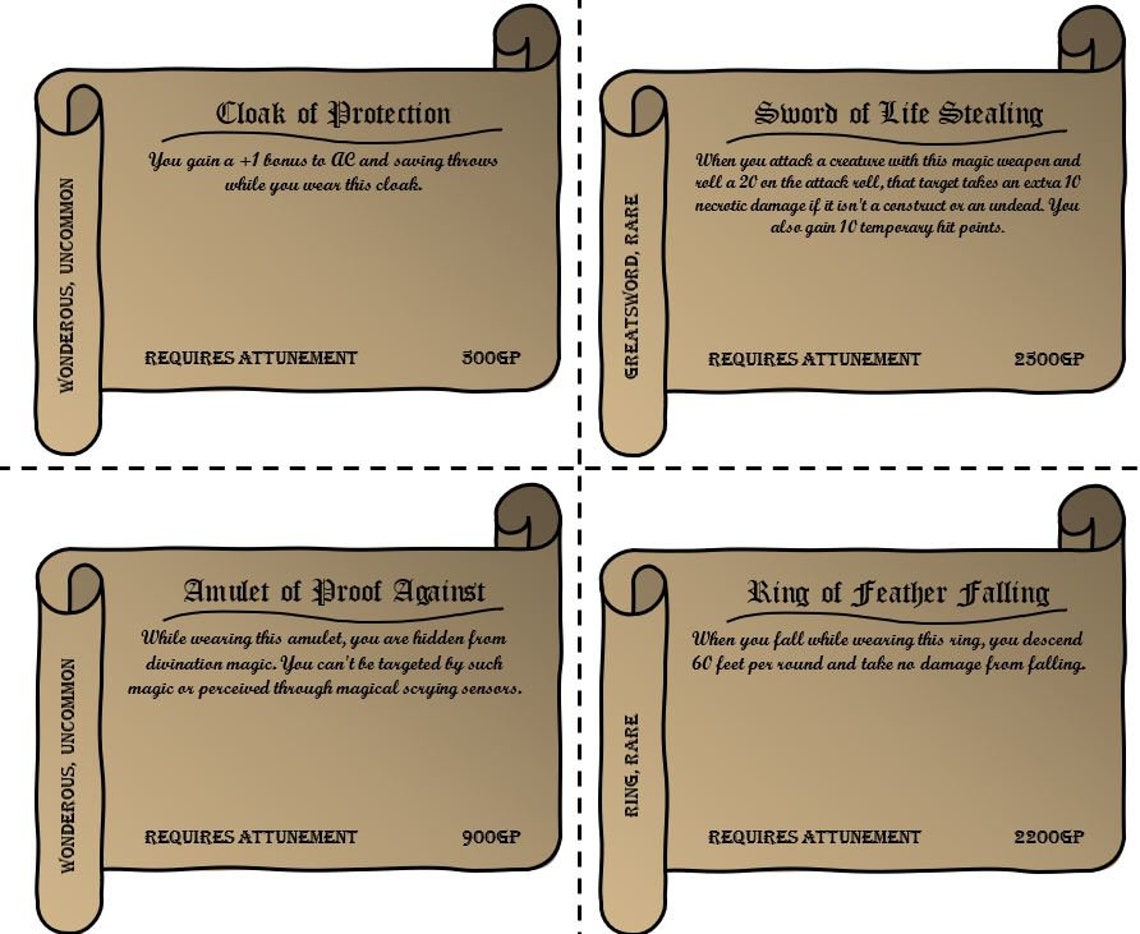 Roleplaying Game Magic Item Scroll Template Print-outs - for Dnd ...
