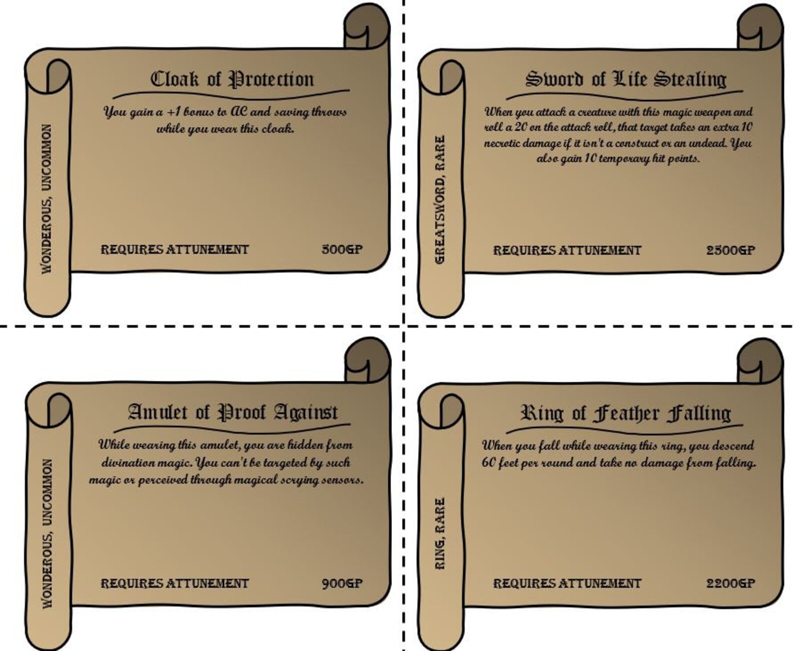 Roleplaying Game Magic Item Scroll Template Print-outs for - Etsy