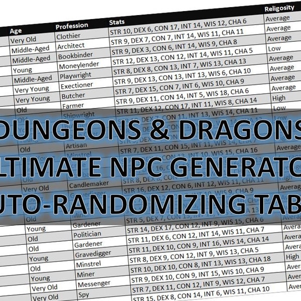 Npc Sheets - Etsy