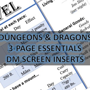 D&D Dungeon Master Screen PDF Inserts - for Dnd 5e and More - Etsy