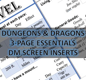 Dungeon Master Screen Inserts Dungeons & Dragons 5e 8.5x11 Portrait and ...